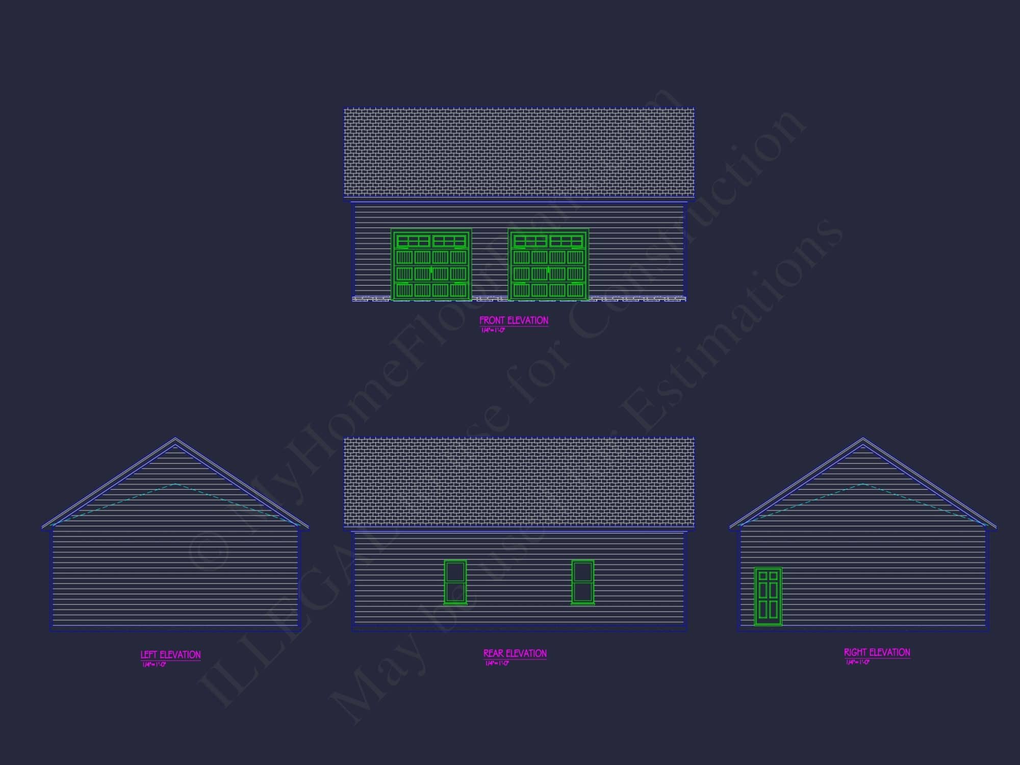 Garage House Plan with CAD Designs and Detailed Blueprint