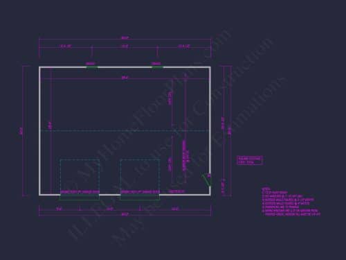 Garage House Plan with CAD Designs and Detailed Blueprint