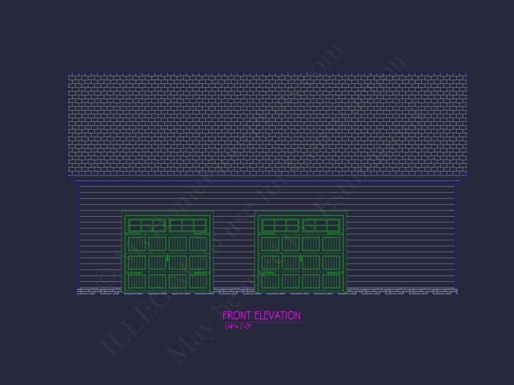 Garage House Plan with CAD Designs and Detailed Blueprint