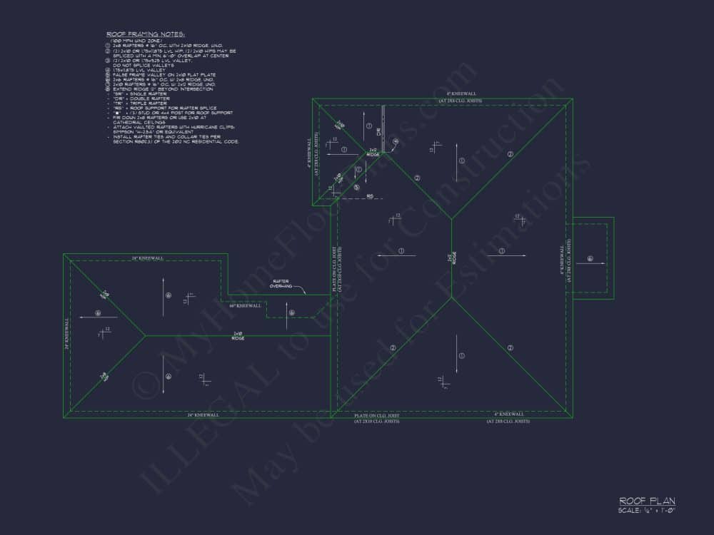 Colonial Revival House Floor Plan with CAD and Blueprint Design