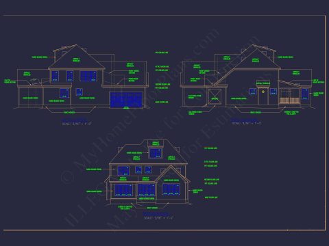 Beautiful House Plan Blueprint with CAD Designs and Floor Plans