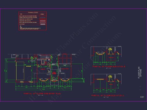 Elegant House Plan with Detailed CAD Blueprint Designs
