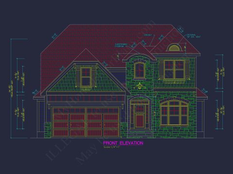 Traditional Suburban Home Plan - 4-Bed, 3-Bath, 2,850 SF