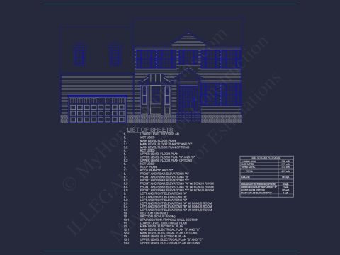 Traditional Colonial Home Plan - 4-Bed, 3-Bath, 4,097 SF