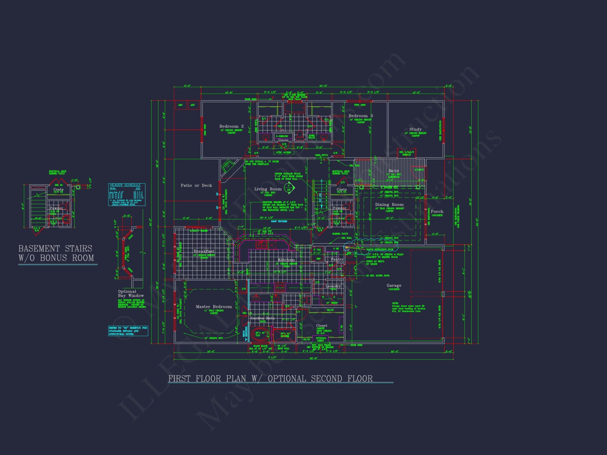 Traditional House Plan with CAD Blueprint | Spacious 54' x 54' Design
