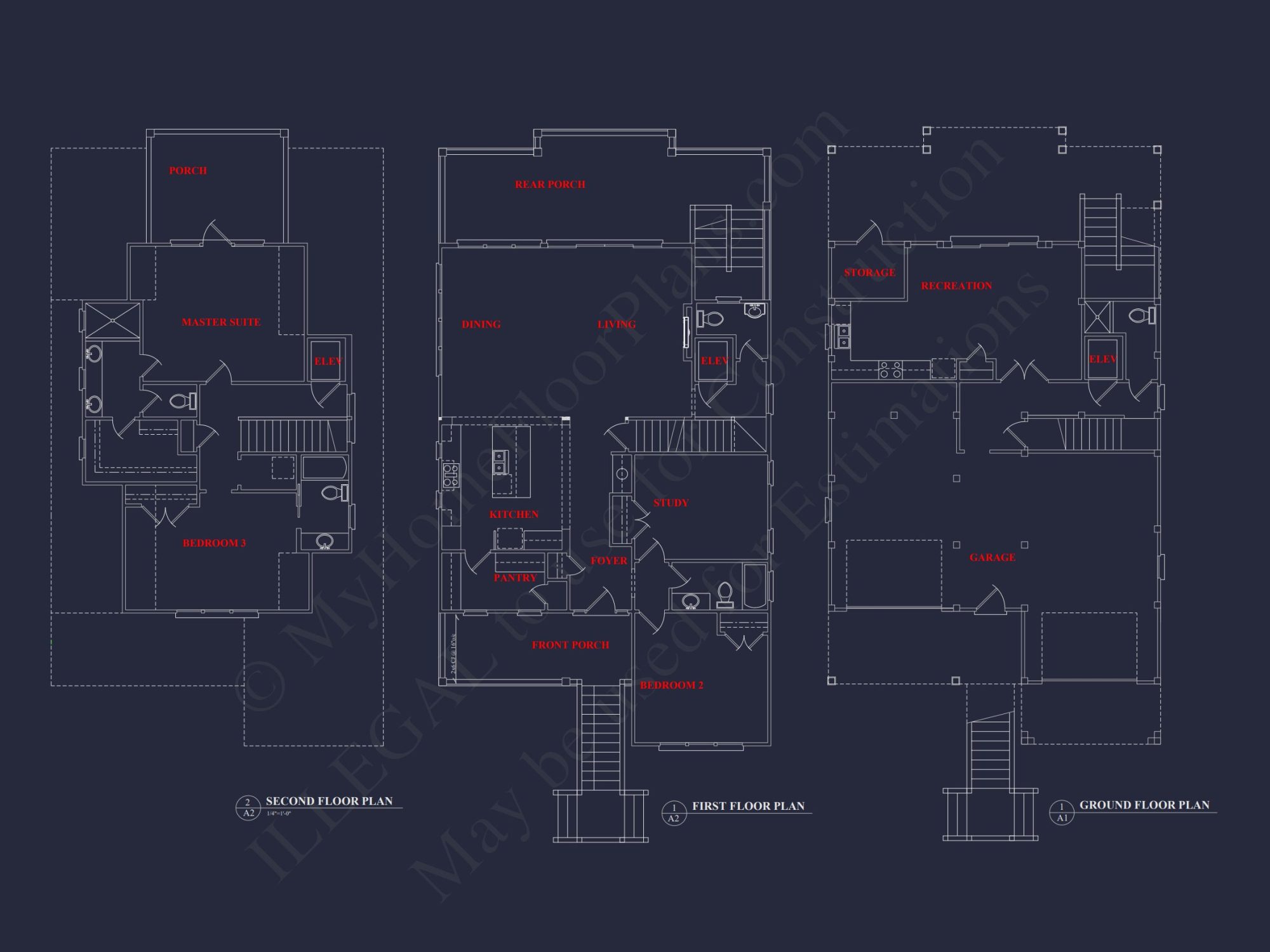 Elegant Coastal House Floor Plan with CAD Architecture Designs