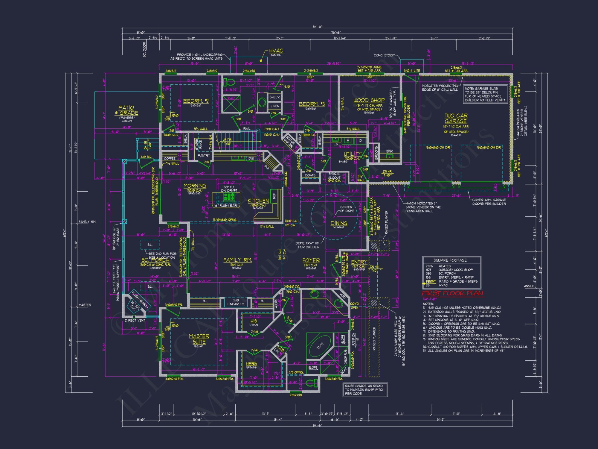 Traditional French Country House Floor Plan Blueprint