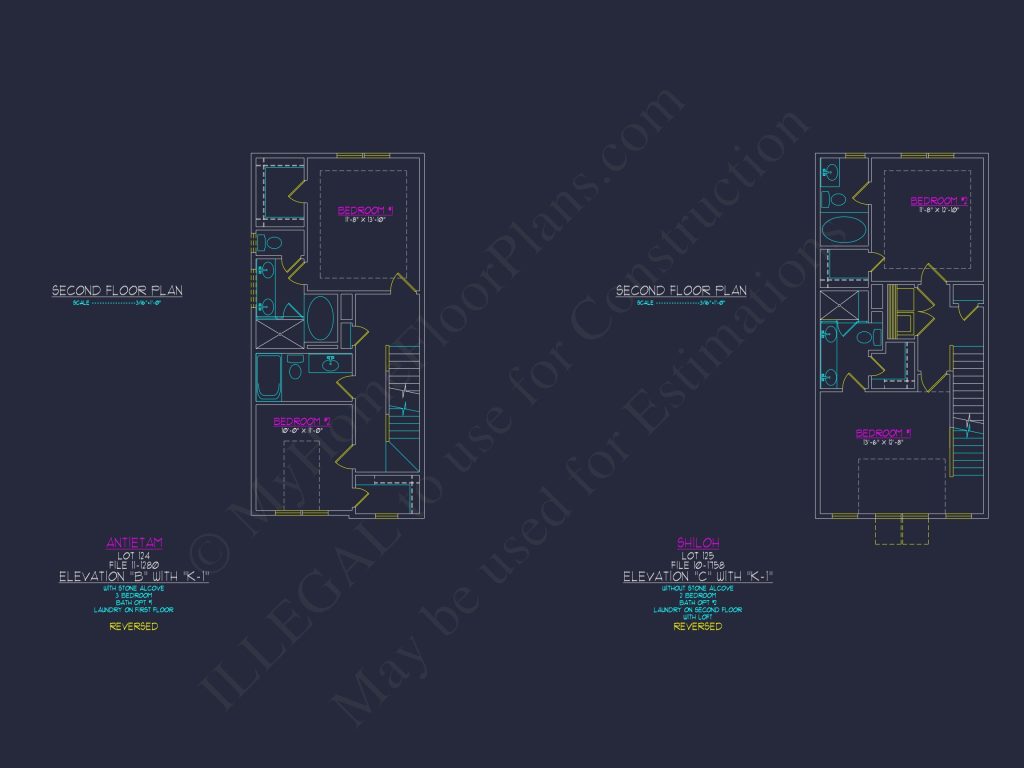 3-Bedroom Tow1$1House$2Designs with Detailed Floor Plans and CAD