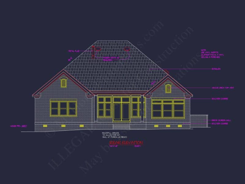 Traditional 3-Bedroom House Plan with Courtyard (Blueprint)