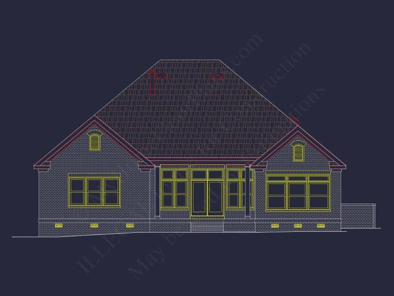 Traditional 3-Bedroom House Plan with Courtyard (Blueprint)