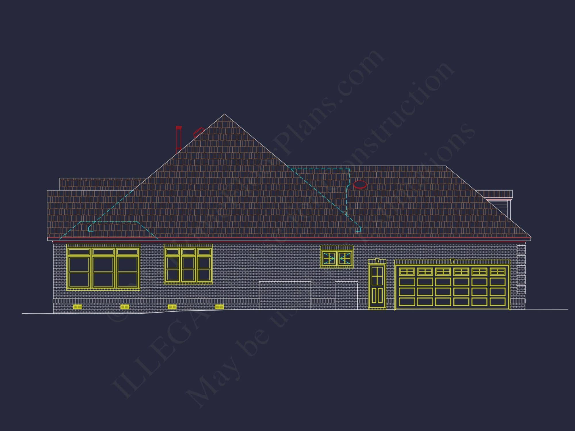 Traditional 3-Bedroom House Plan with Courtyard (Blueprint)