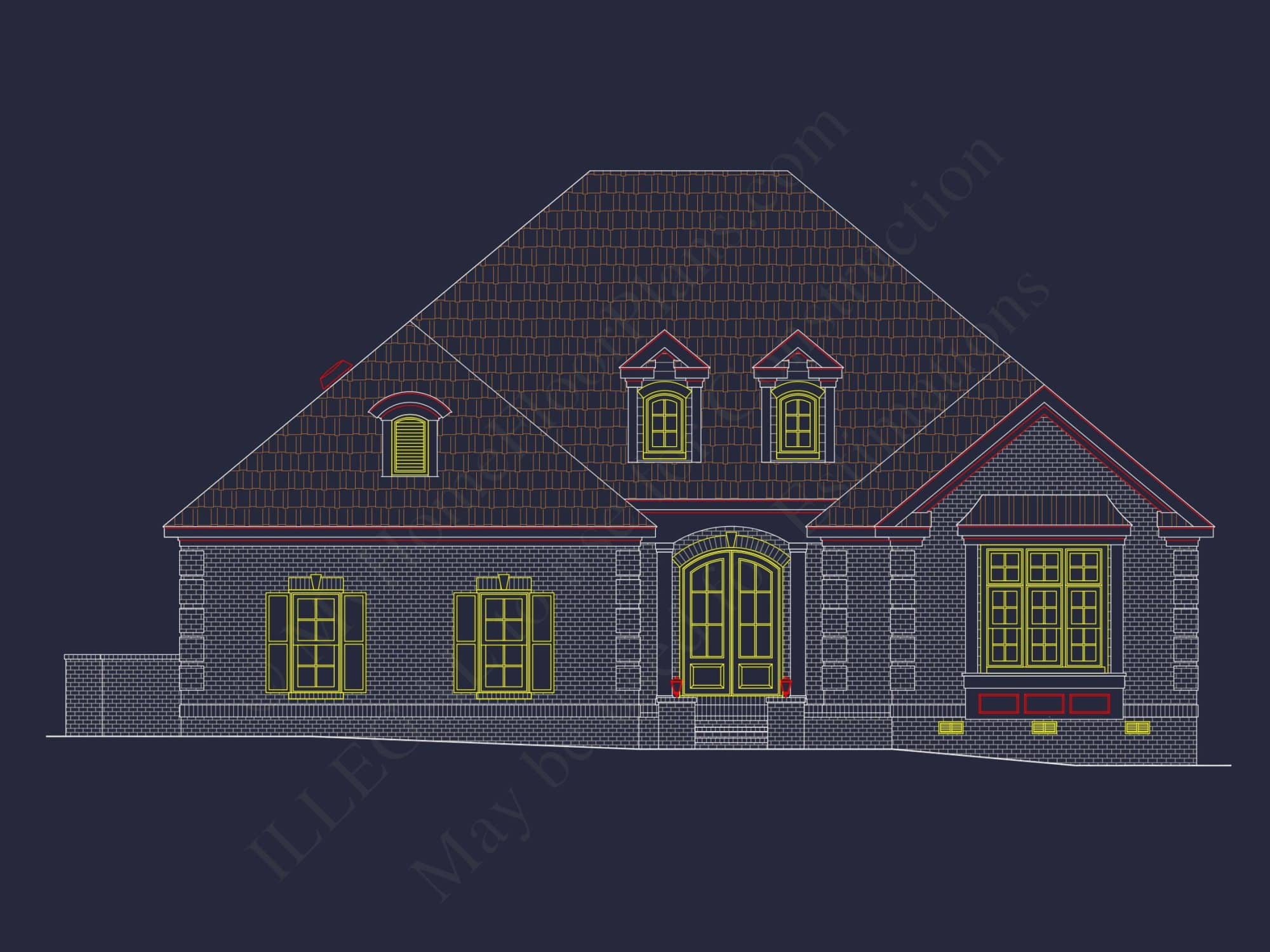 Traditional 3-Bedroom House Plan with Courtyard (Blueprint)