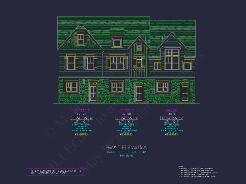 Traditional Townhome Plan - 9-Bed, 7.5-Bath, 4,866 SF