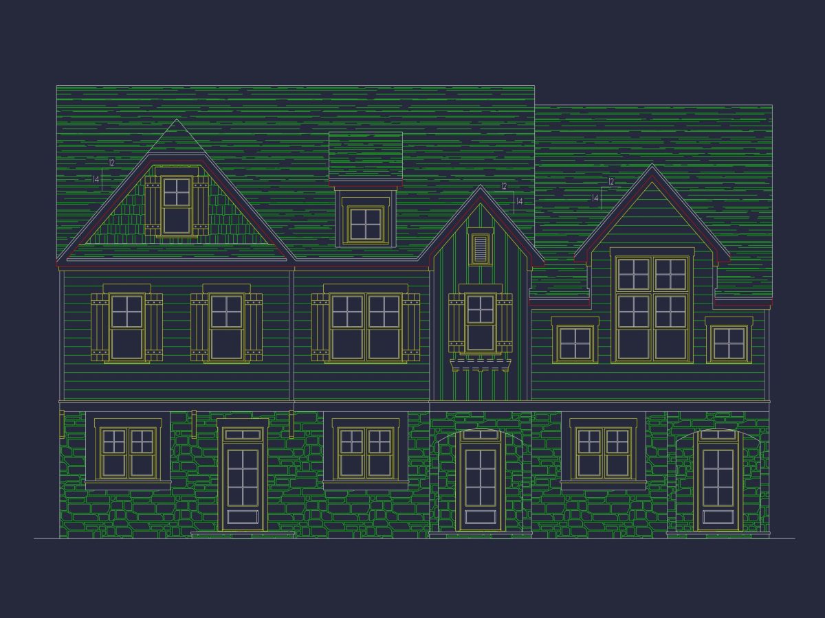 Traditional Townhome Plan - 9-Bed, 7.5-Bath, 4,866 SF