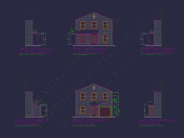 Traditional Colonial Home Plan - 3-Bed, 2.5-Bath, 1,190 SF