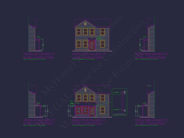 Traditional Colonial Home Plan - 3-Bed, 2.5-Bath, 1,190 SF