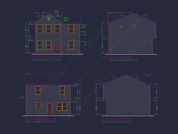 Traditional Colonial Home Plan - 3-Bed, 2.5-Bath, 1,190 SF