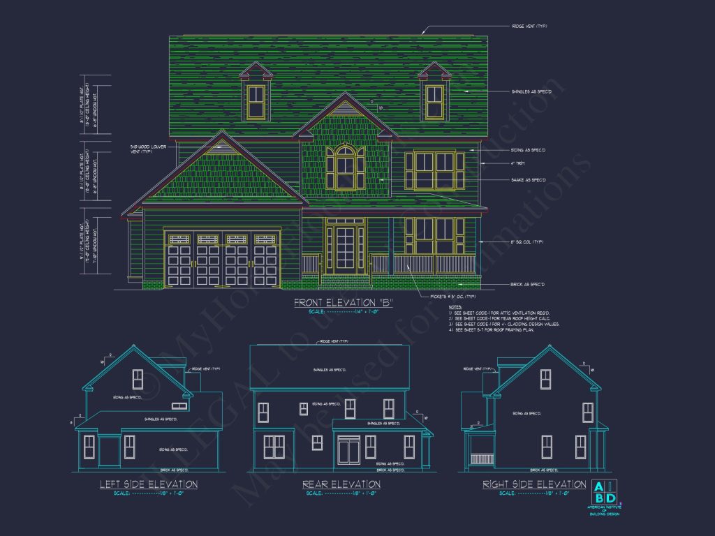 Traditional Colonial Home Plan - 4-Bed, 3-Bath, 2,650 SF