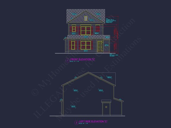 Neo-Colonial House Plan - 3-Bed, 2.5-Bath, 1,850 SF