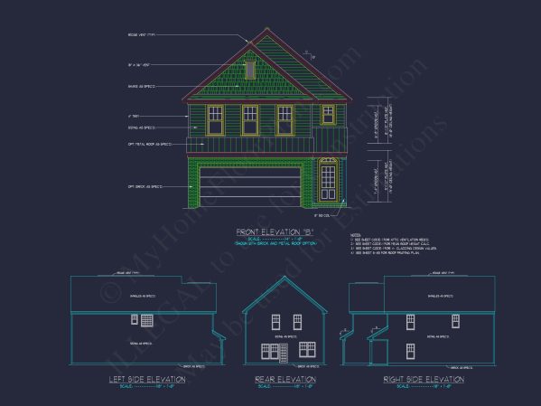Tudor Revival House Plan - 3-Bed, 2.5-Bath, 2,150 SF