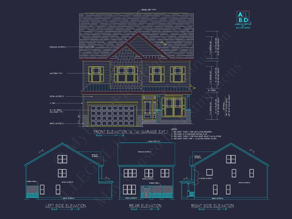 Traditional Colonial Home Plan - 4-Bed, 2.5-Bath, 2,408 SF