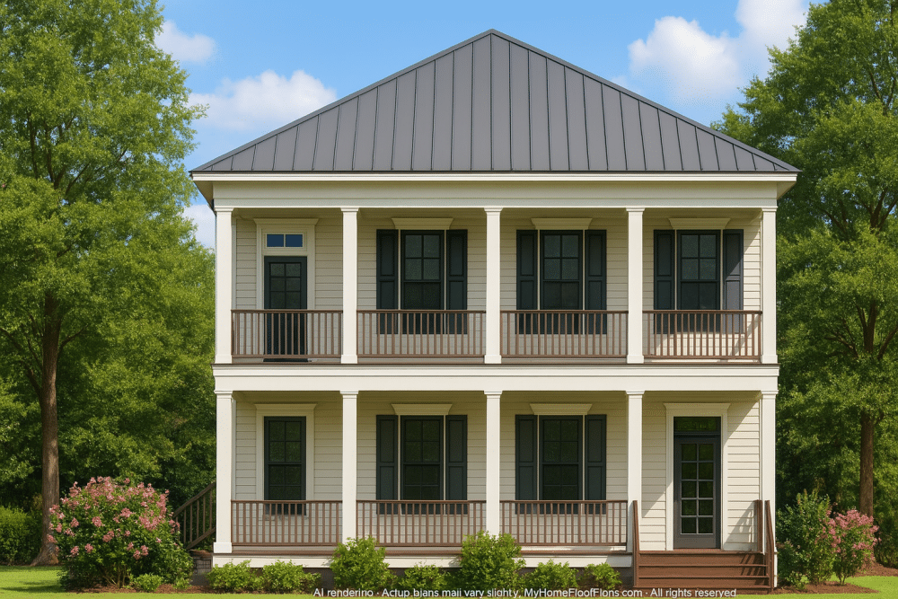 Southern Colonial Farmhouse House Plan with Detailed CAD Designs