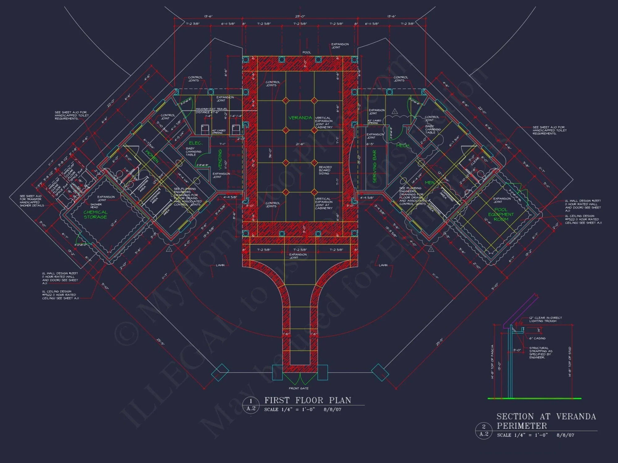 94' Wide Clu1$1House$2Floor Plan - Architectural CAD Blueprints