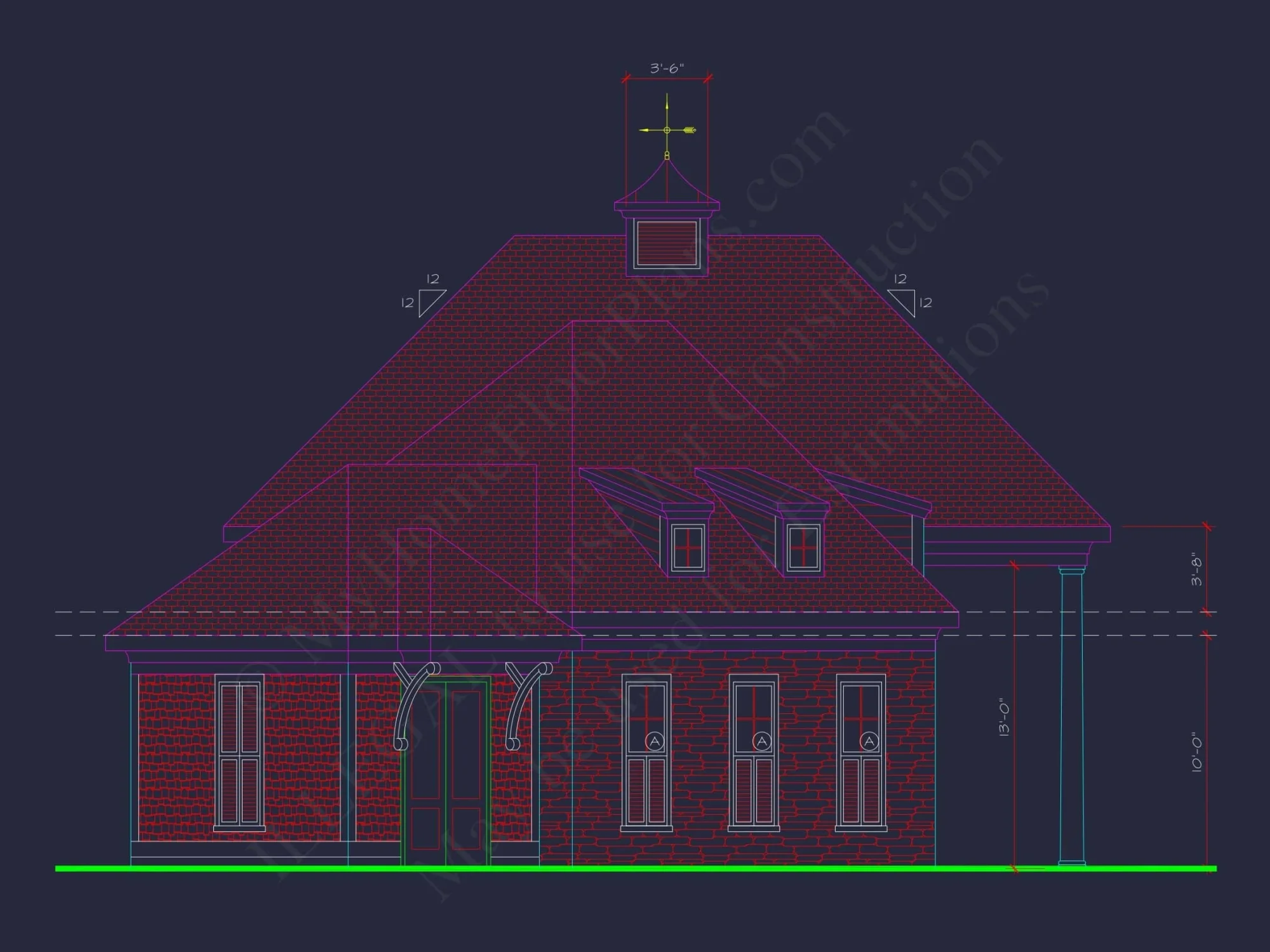 94' Wide Clu1$1House$2Floor Plan - Architectural CAD Blueprints