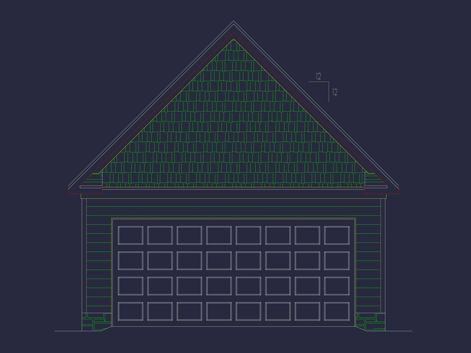 Traditional Garage Floor Plan - 2 Bay Design Blueprint CAD