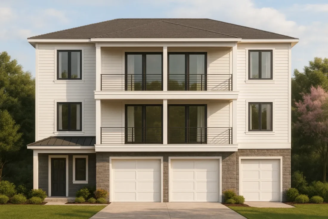 Coastal Townhome Plan - 4-Bed, 3.5-Bath, 2,850 SF