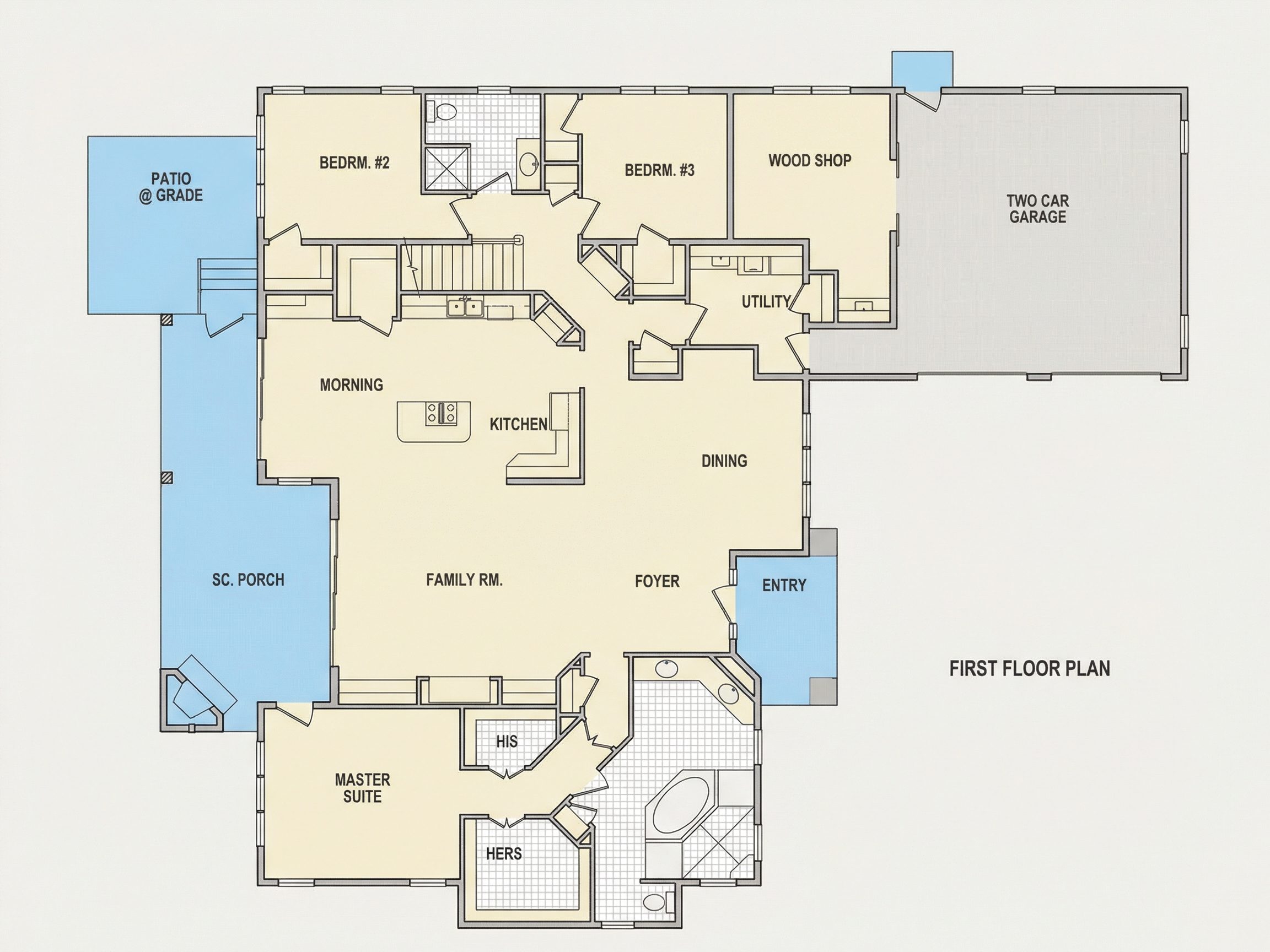 Traditional French Country House Floor Plan Blueprint